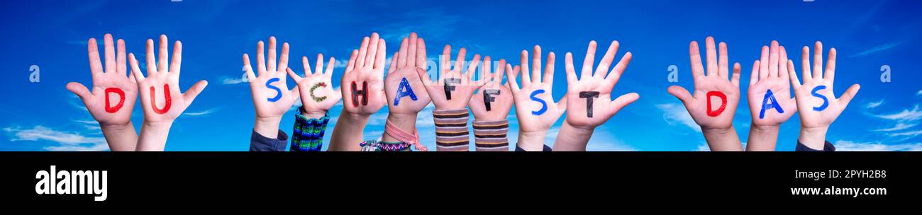 Children Hands Building Du Schaffst Das Means You Can Do It, Blue Sky ...