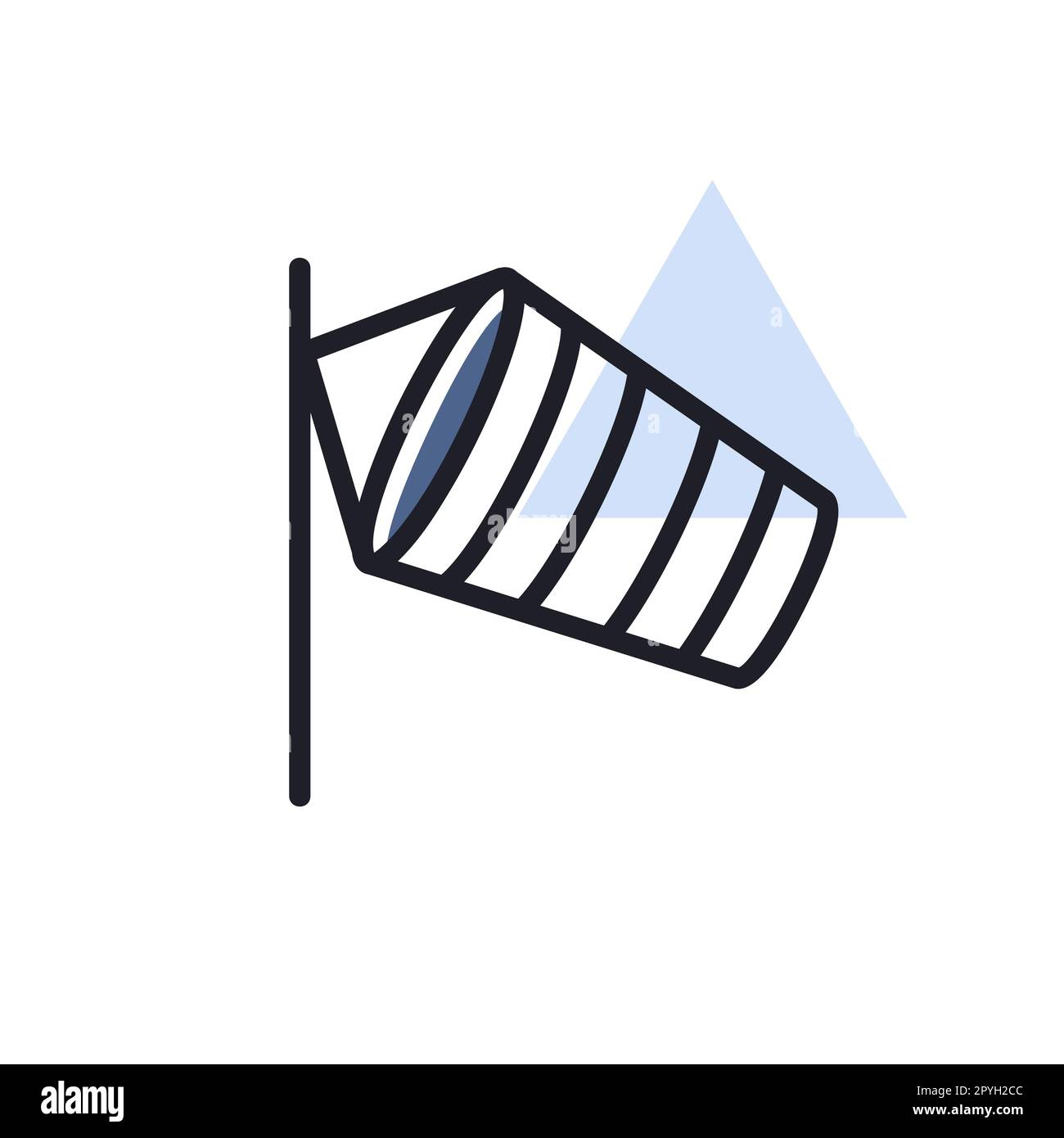 Windsocks hanging at the airport runway vector icon. Meteorology sign ...