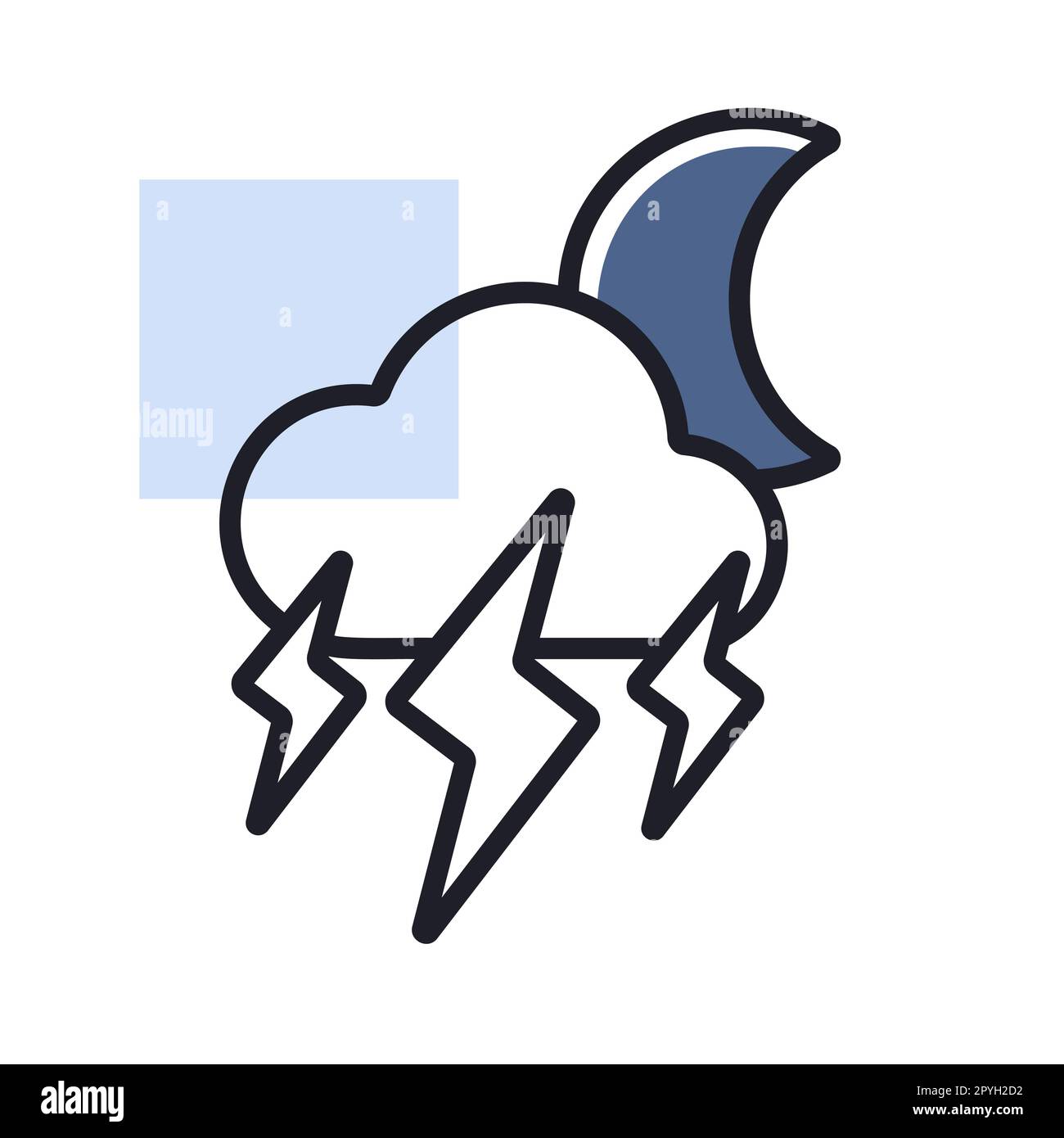 Moon storm cloud vector icon. Rainstorm symbol. Meteorology sign. Graph ...