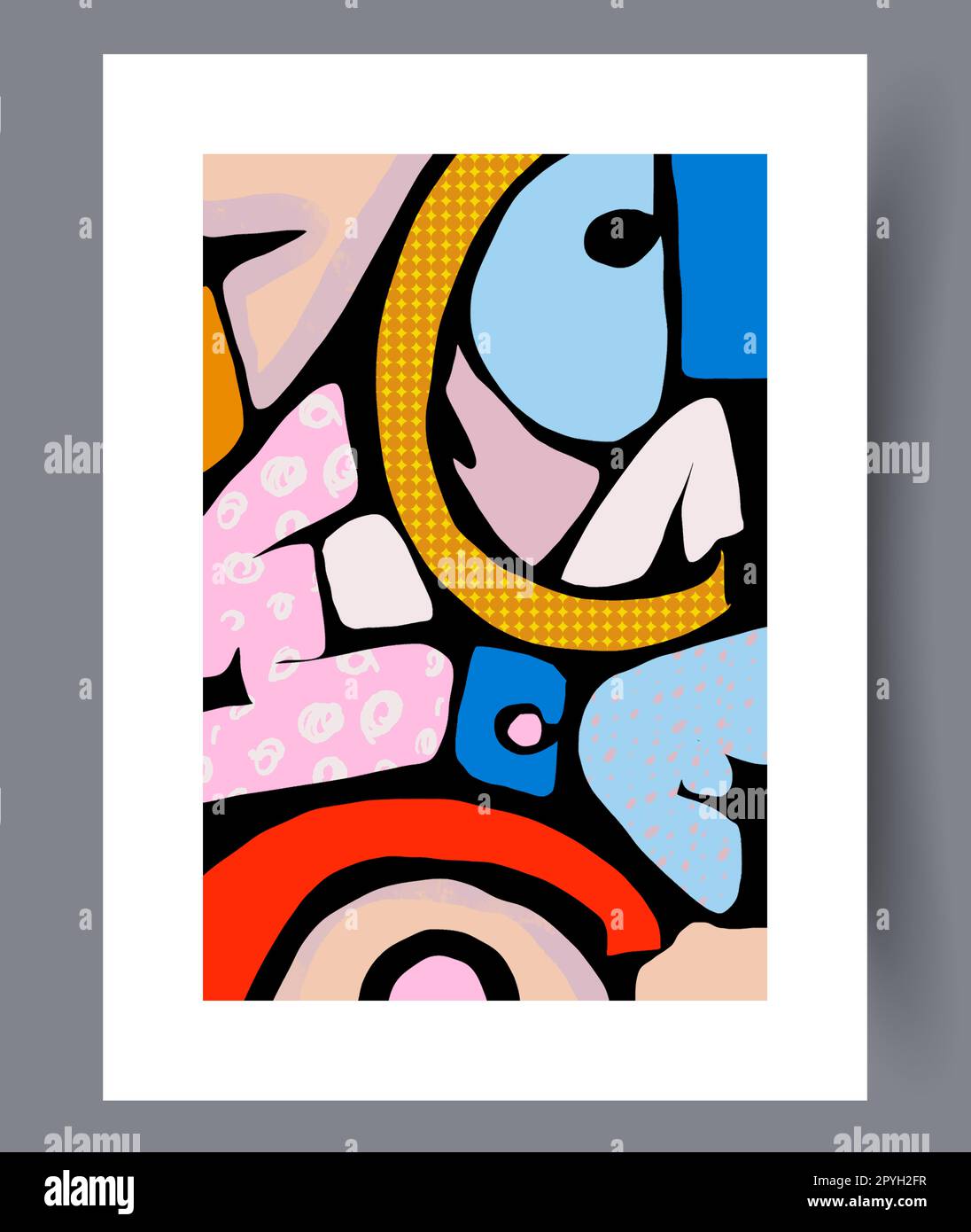 Abstract shapes pictorial chaos wall art print. Wall artwork for ...