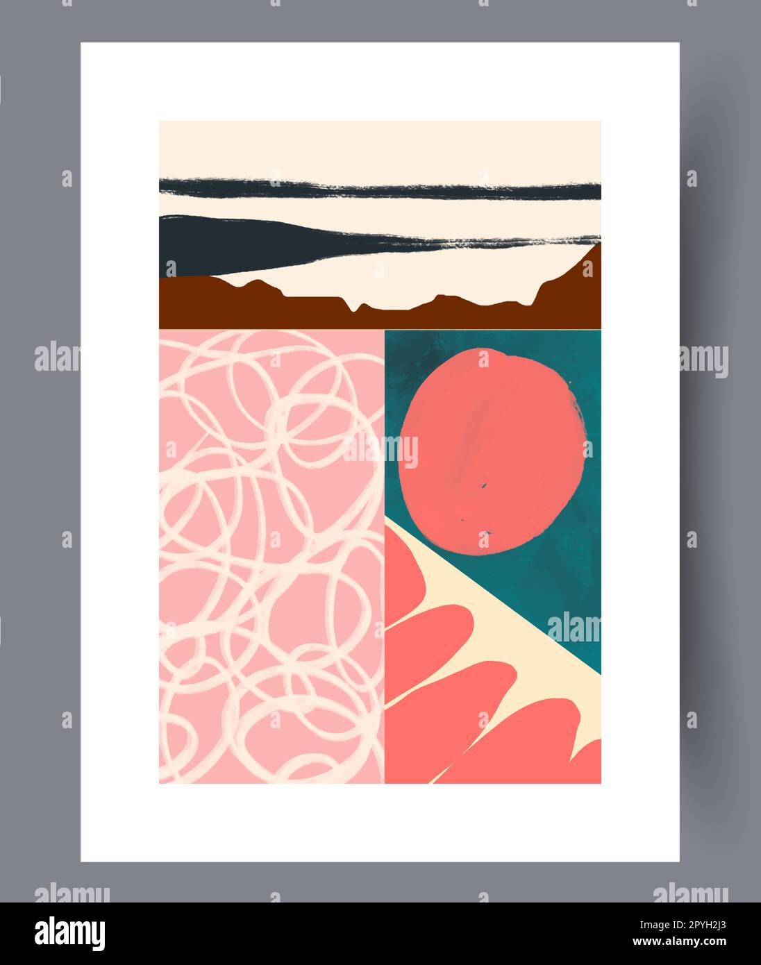 Abstract figures bohemian forms wall art print. Printable minimal ...