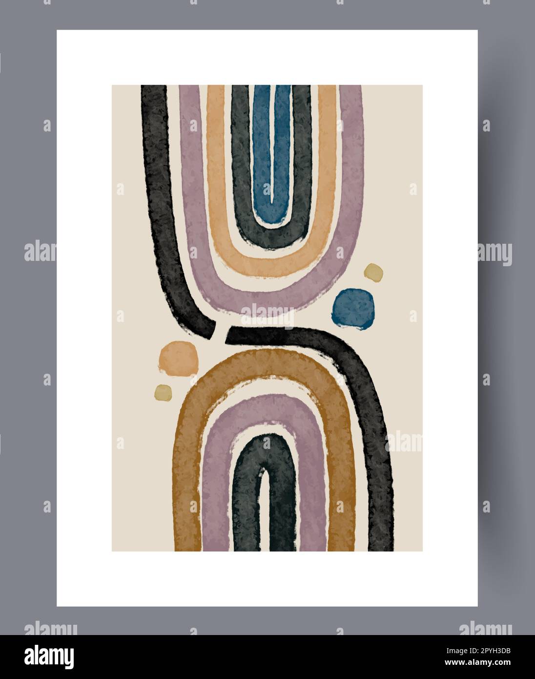 Abstract lines aesthetic oval wall art print. Printable minimal ...