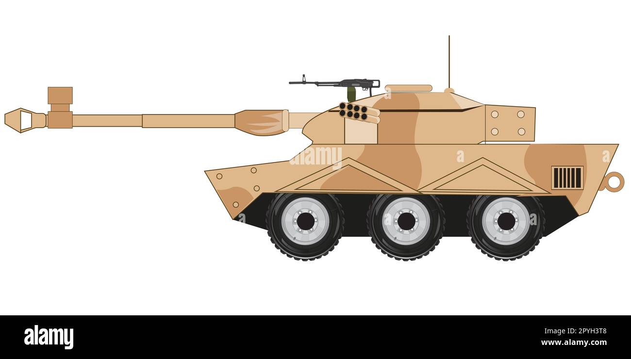 French tank on wheel on white background is insulated Stock Photo - Alamy