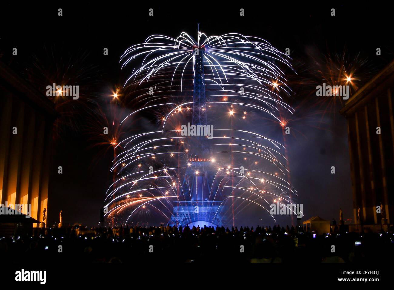 Bastille Day fireworks at the Eiffel Tower on July 14th - Pyrotechnics ...