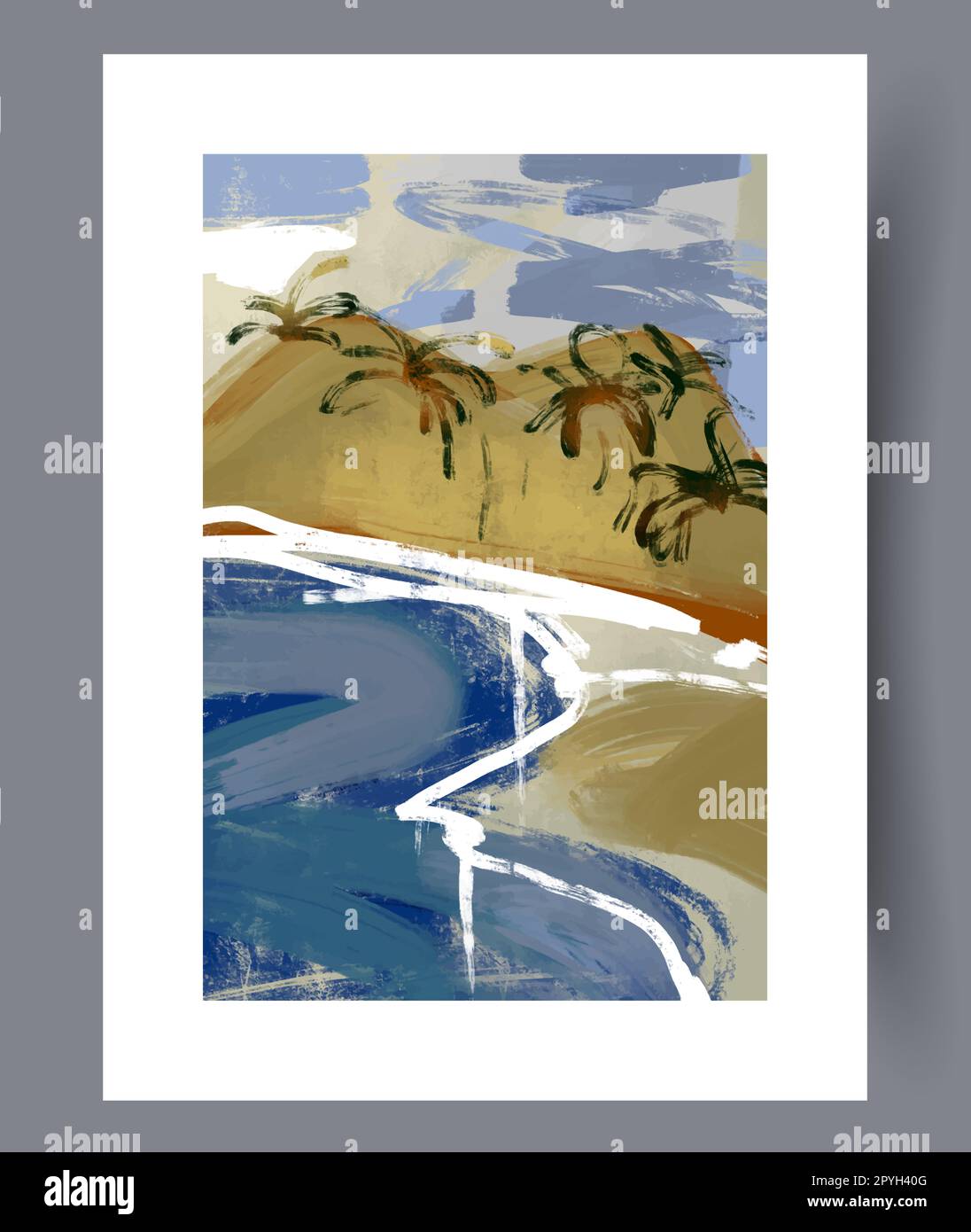 Landscape coast southern ocean wall art print. Printable minimal ...