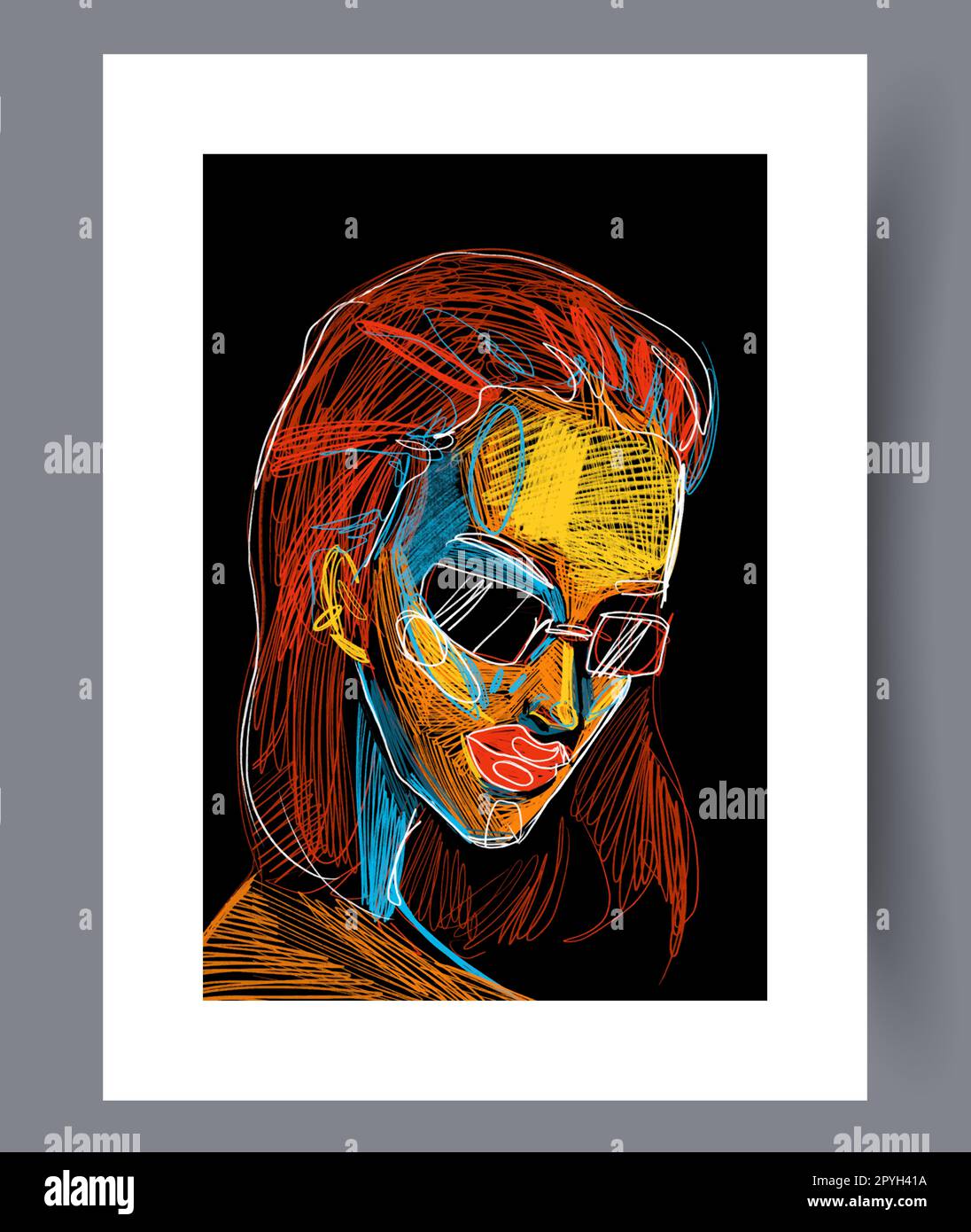 Portrait lady mysterious face wall art print. Wall artwork for interior ...