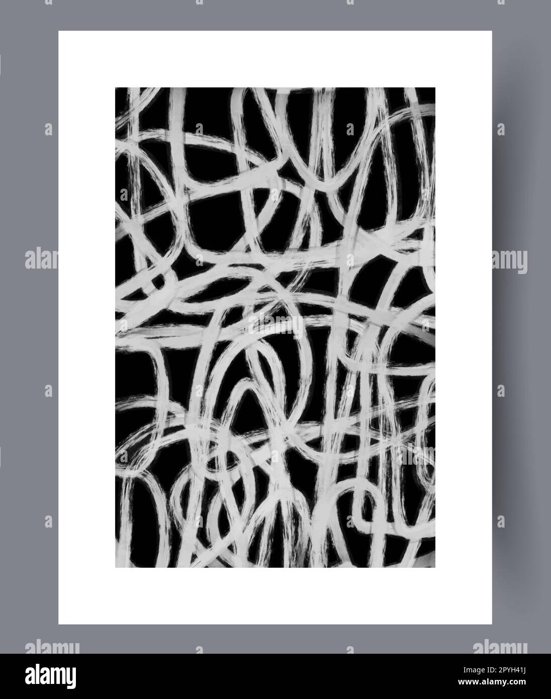Abstract scribble monochrome drawing wall art print. Wall artwork for ...