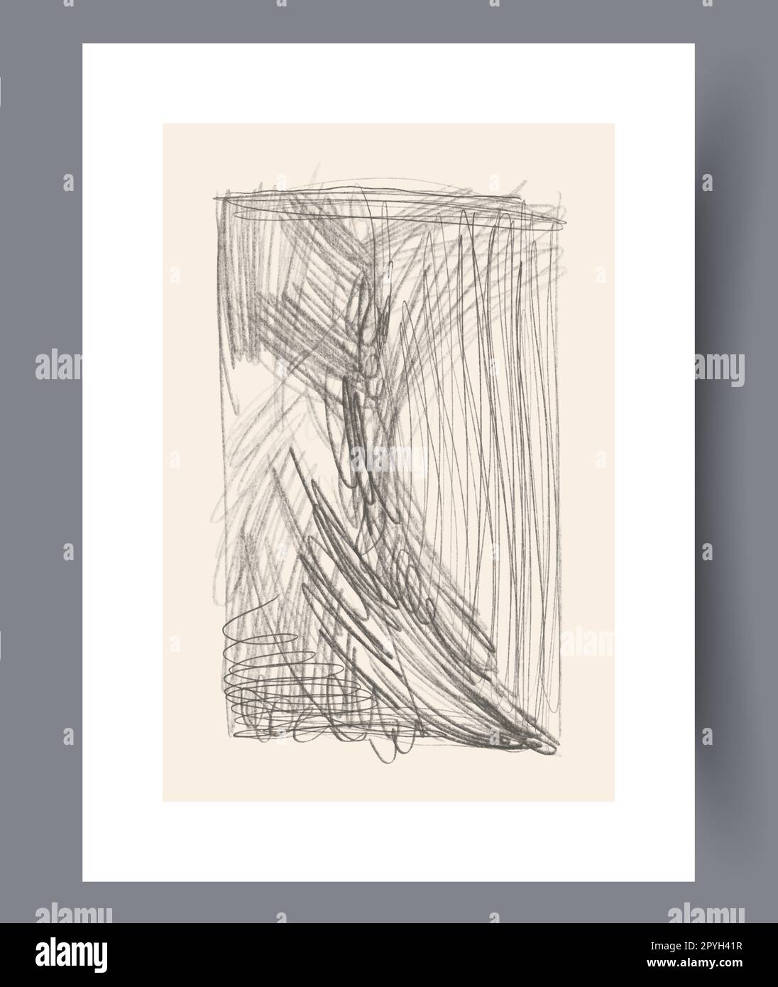 Abstract scribble pencil drawing wall art print. Printable minimal ...