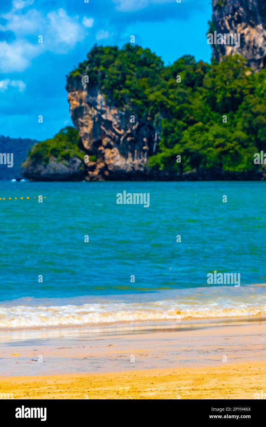 Railay Beach Thailand beautiful famous beach lagoon between limestone ...