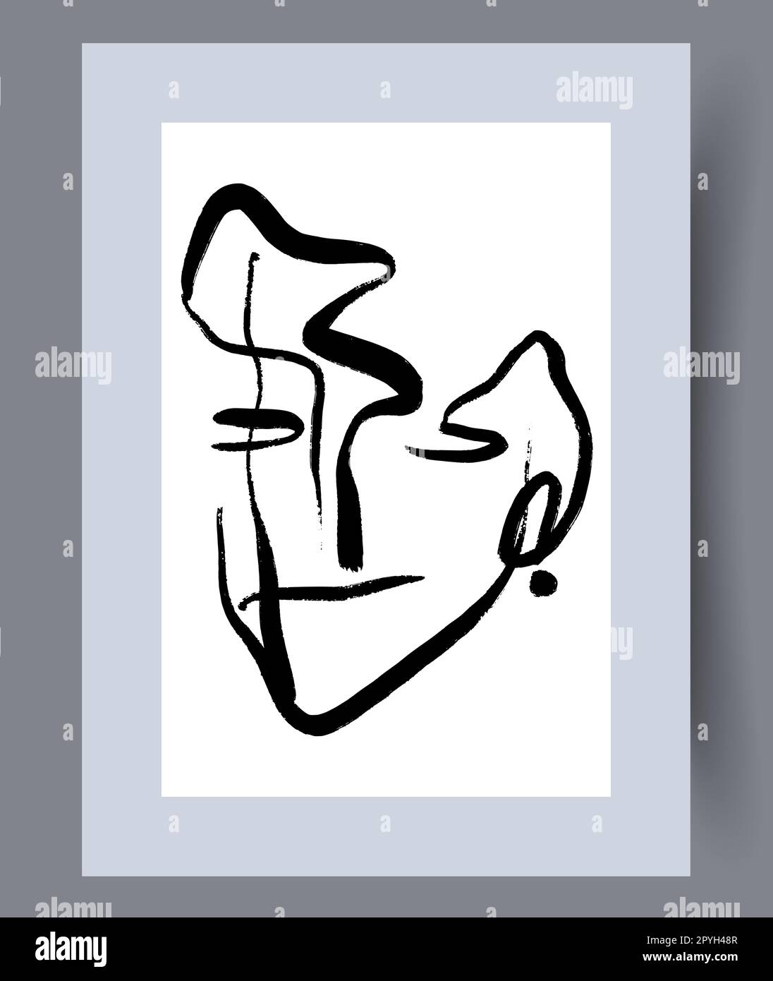 Portrait face sad human wall art print. Contemporary decorative ...