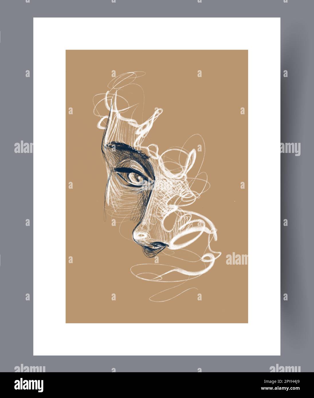 Portrait girl aesthetics sight wall art print. Contemporary decorative ...