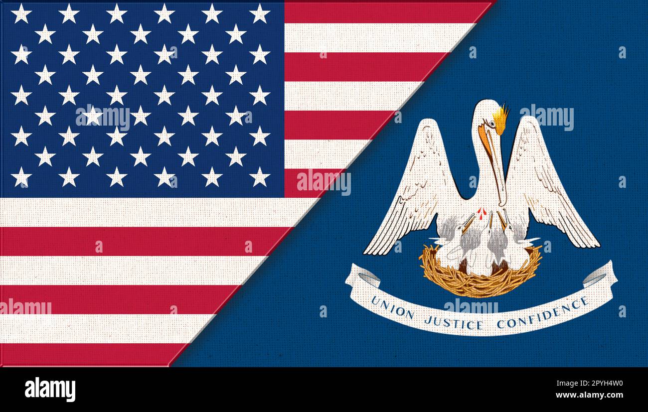 Flags of USA and Louisiana. collaboration of USA and Louisiana. Double ...