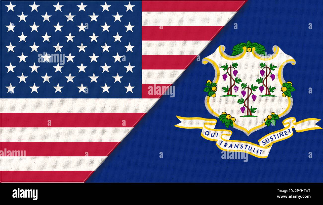 Flags of USA and Connecticut. collaboration of USA and Colorado. Double ...