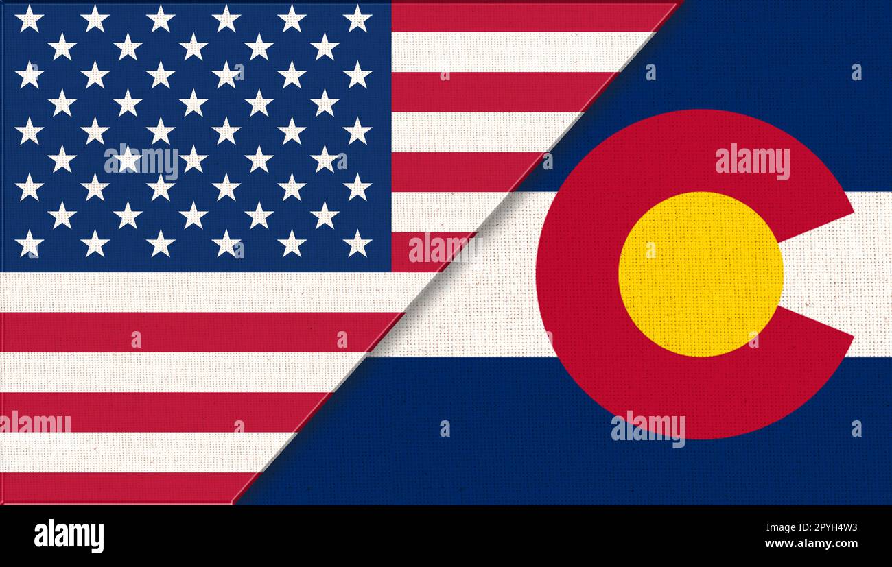 Flags of USA and Colorado. collaboration of USA and Colorado. Double ...