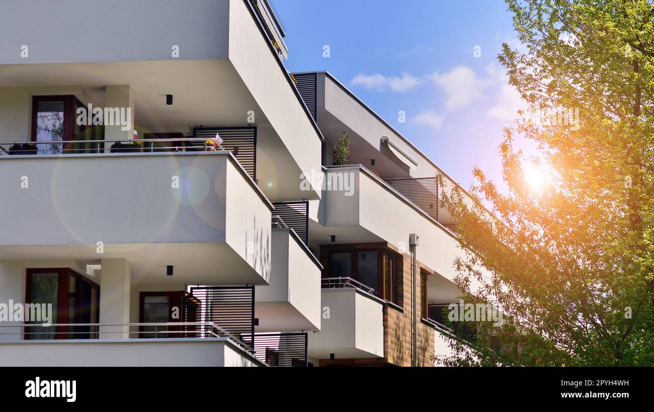 Ecology and green living in city, urban environment concept. Modern ...