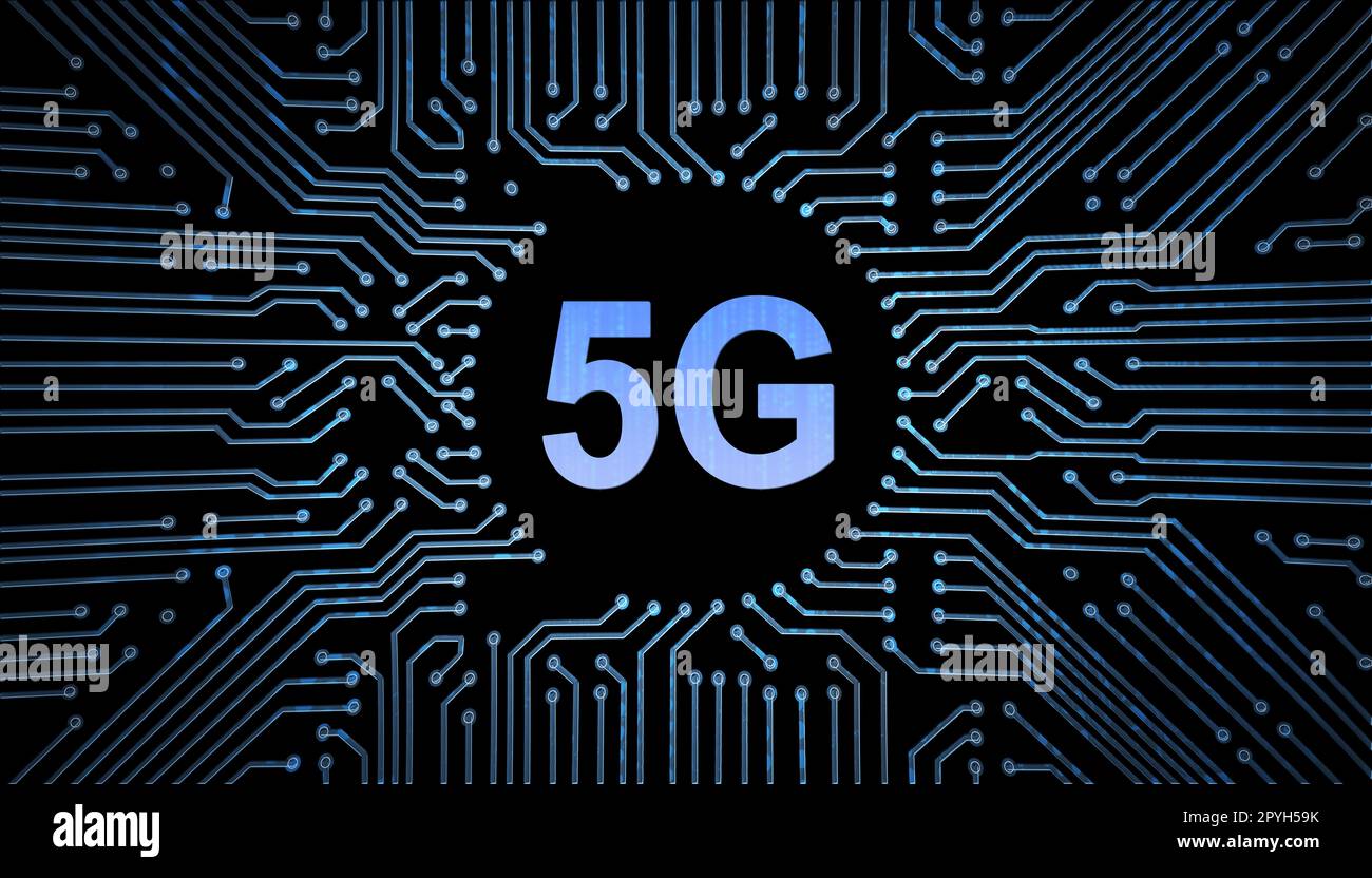 5G Fast speed wireless internet connection and technology concept. 3d ...