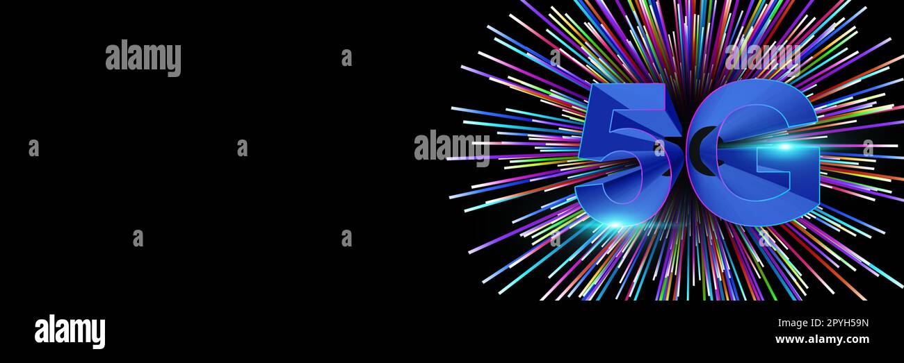 5G Fast speed wireless internet connection and technology concept. 3d ...