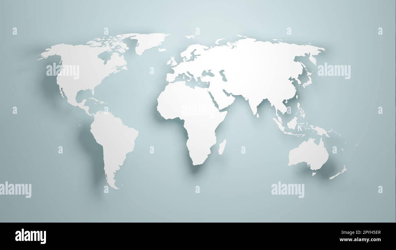 World map banner concept. Detailed flat map of continents. 3d rendering ...