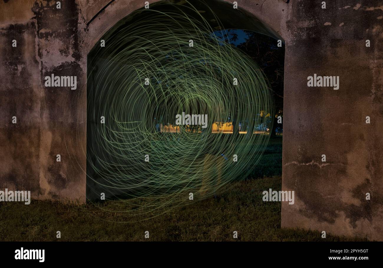 circles of emitting light from spinning a LED torchlight Stock Photo ...