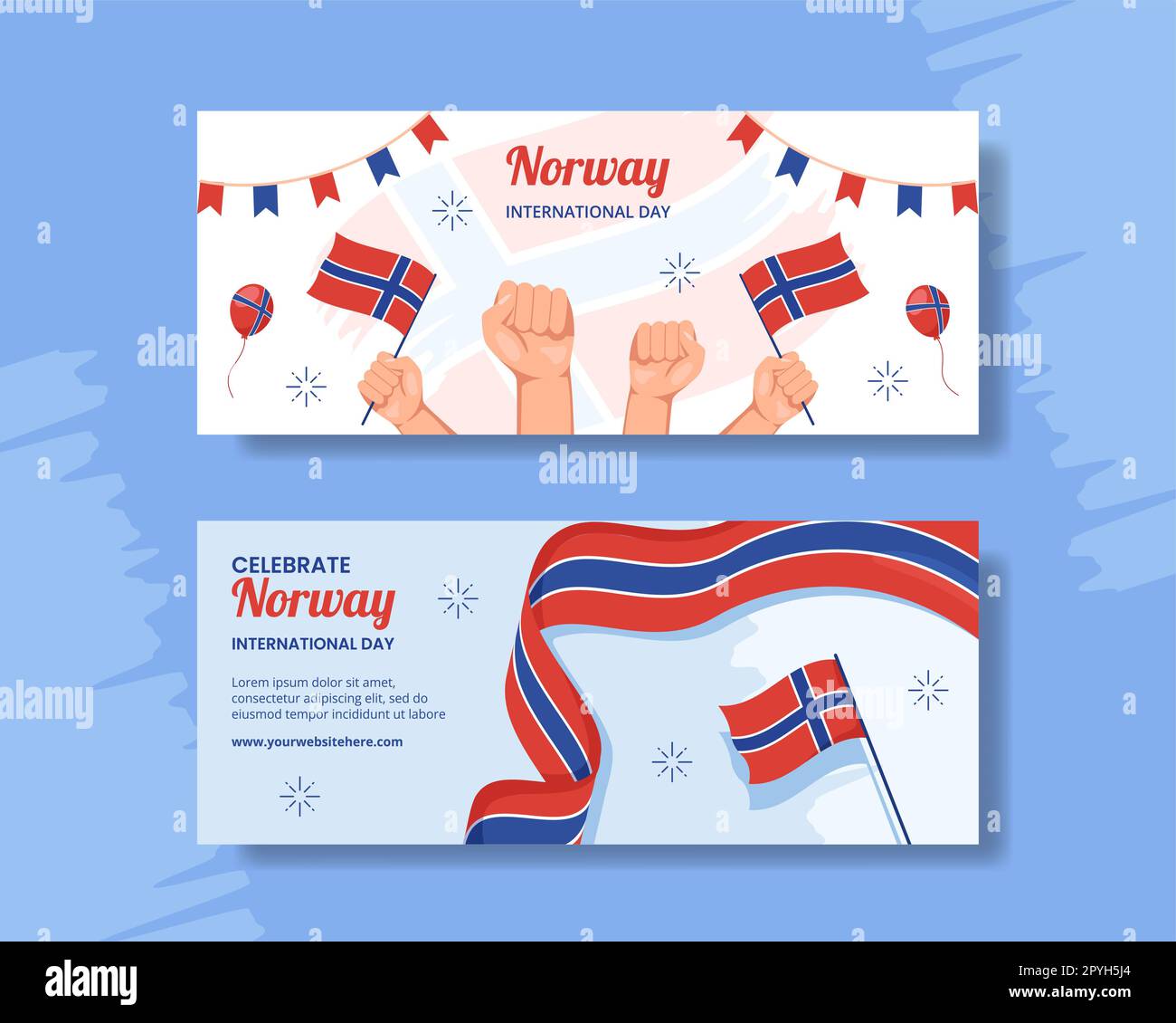 Norway National Day Horizontal Banner Cartoon Hand Drawn Templates ...