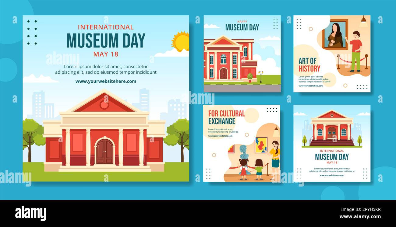 International Museum Day Social Media Post Flat Cartoon Hand Drawn ...