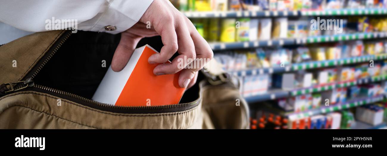 Retail Shoplifting. Woman Stealing In Supermarket. Theft Stock Photo ...