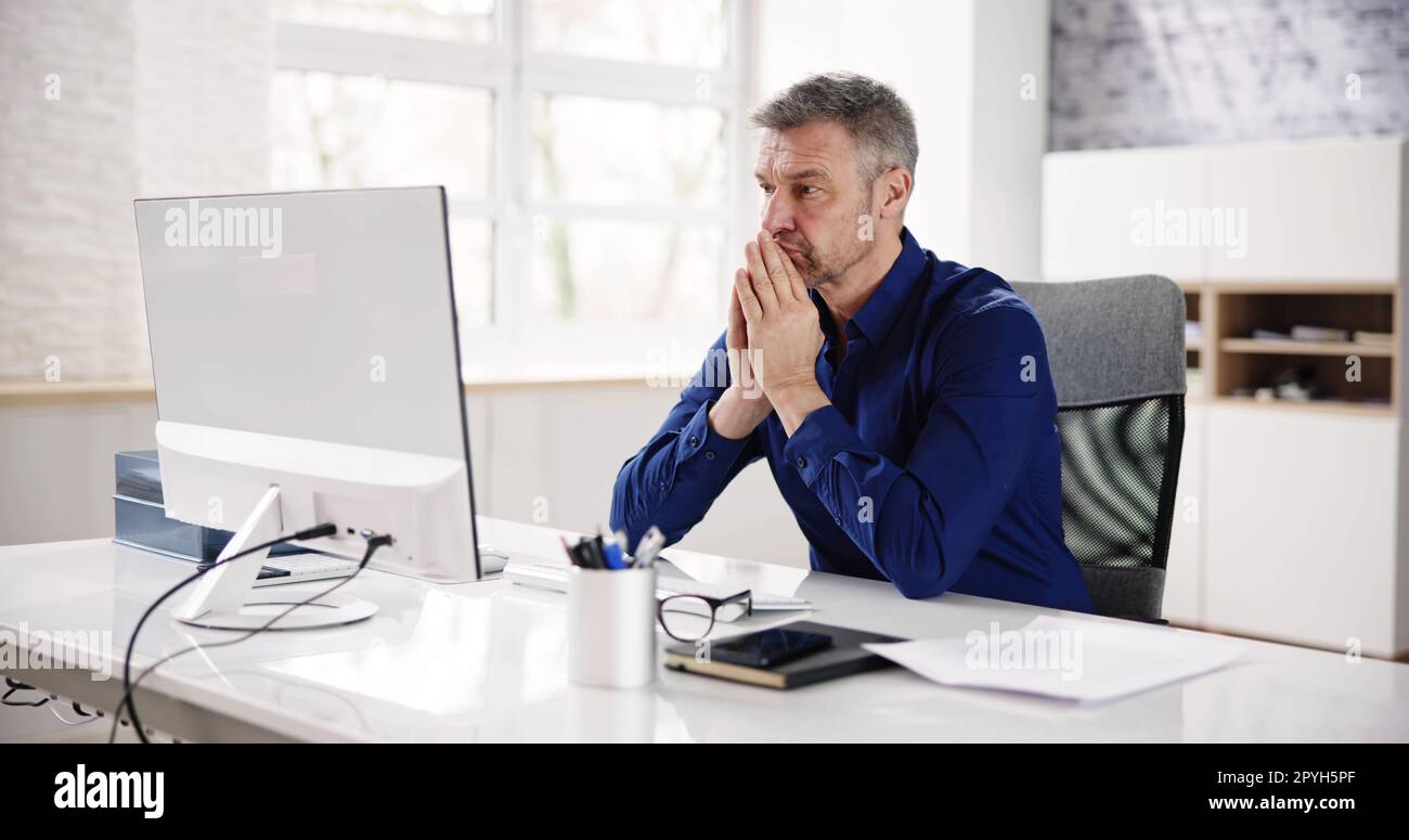 Pondering Man Banner. Contemplative Prayer Thinking Stock Photo - Alamy