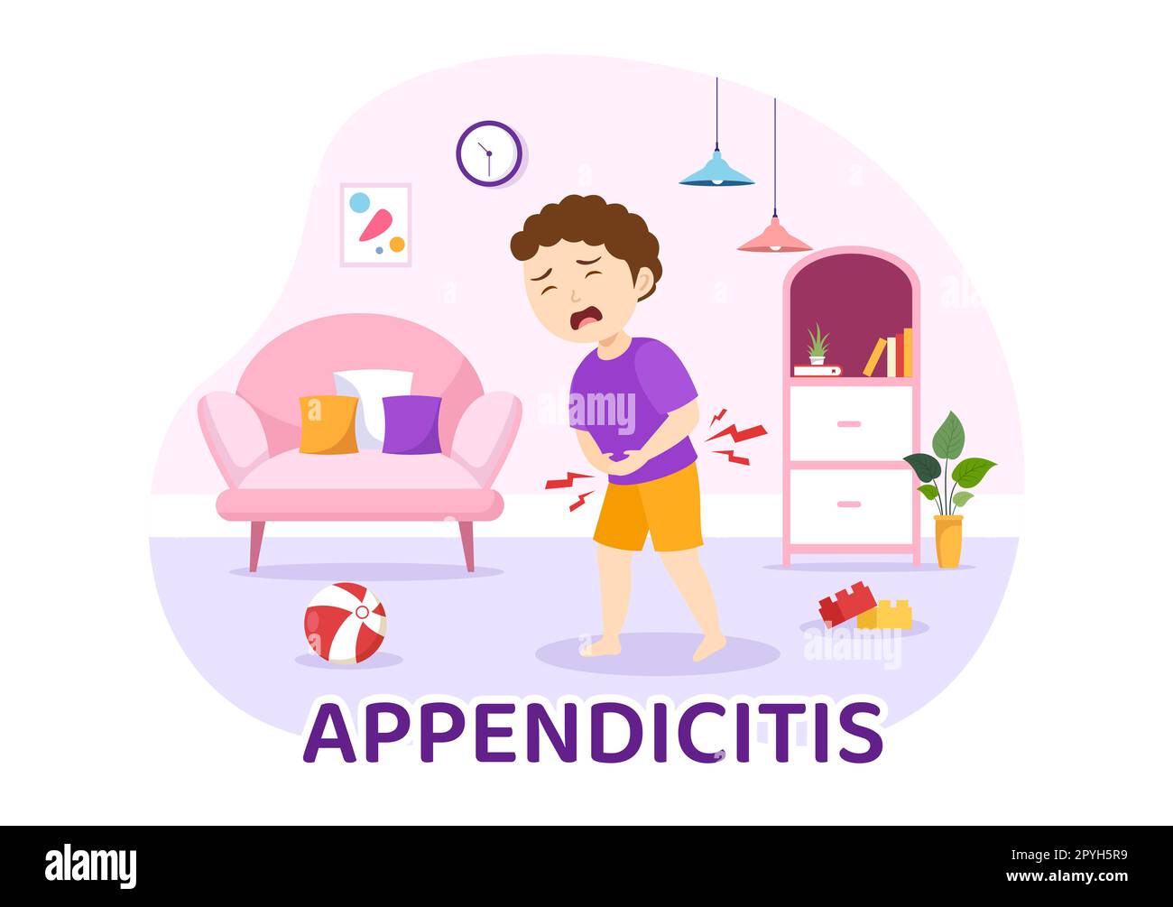 Appendicitis Illustration with Kids Inflammation of the Appendix and ...