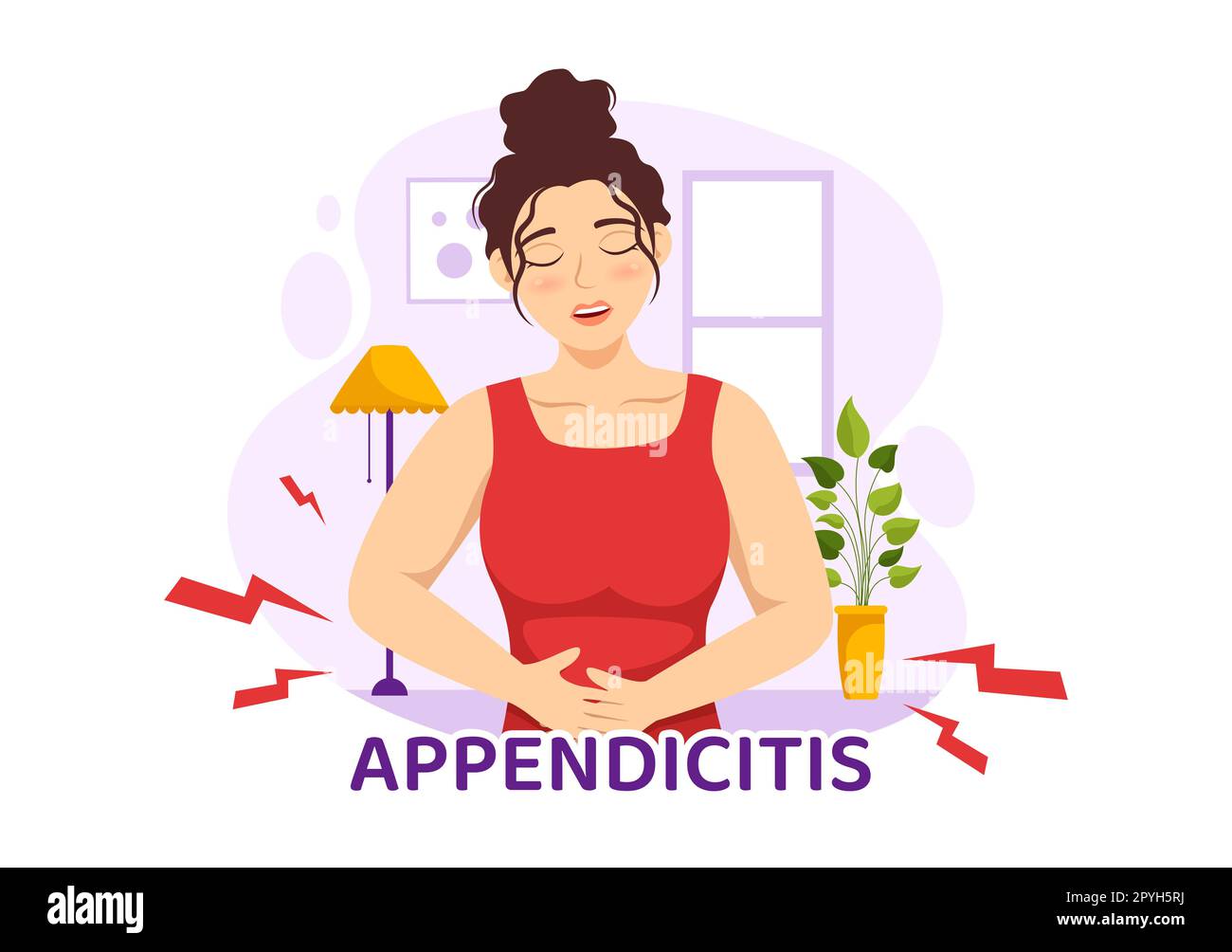 Appendicitis Illustration with Inflammation of the Appendix and Stomach ...