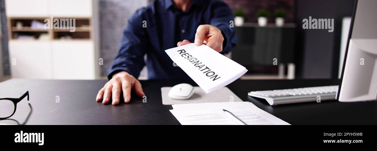 Quitting Employment Message. Giving Resignation Stock Photo - Alamy