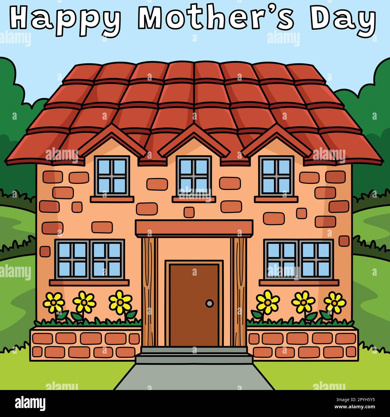 Happy Mothers Day House Colored Cartoon Stock Vector Image & Art - Alamy