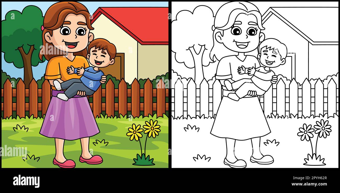 Mothers Day Mother Holding a Child Illustration Stock Vector Image & Art - Alamy