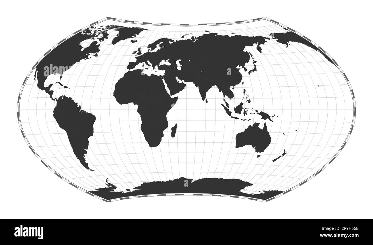 Vector world map. Wagner projection. Plain world geographical map with ...