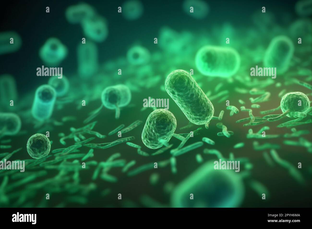 Microscopic green bacteria Stock Photo - Alamy