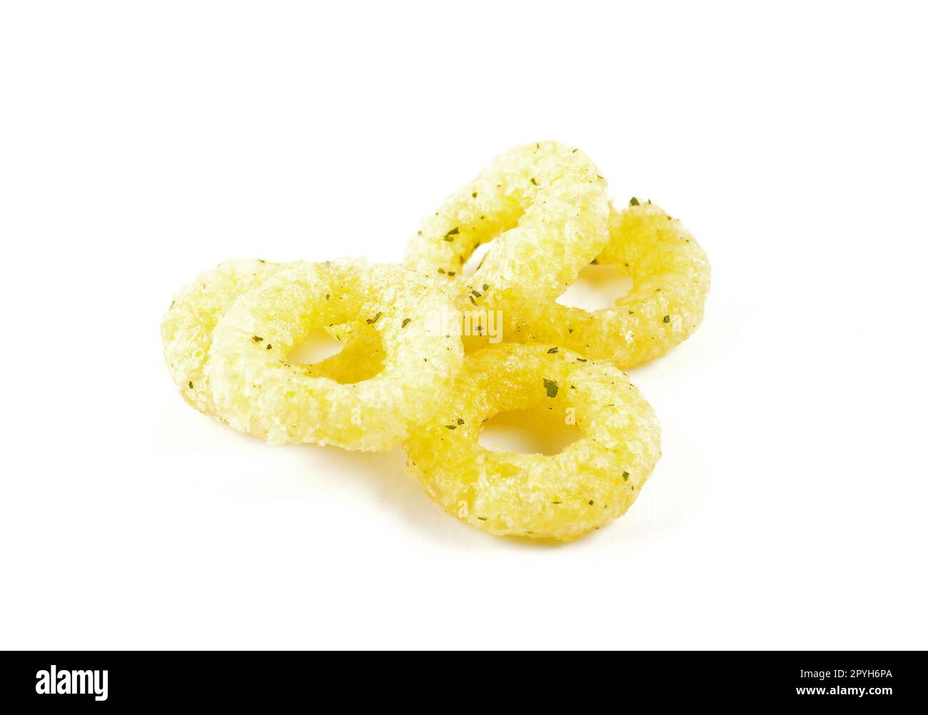 Onion rings as a snack on a white background Stock Photo - Alamy