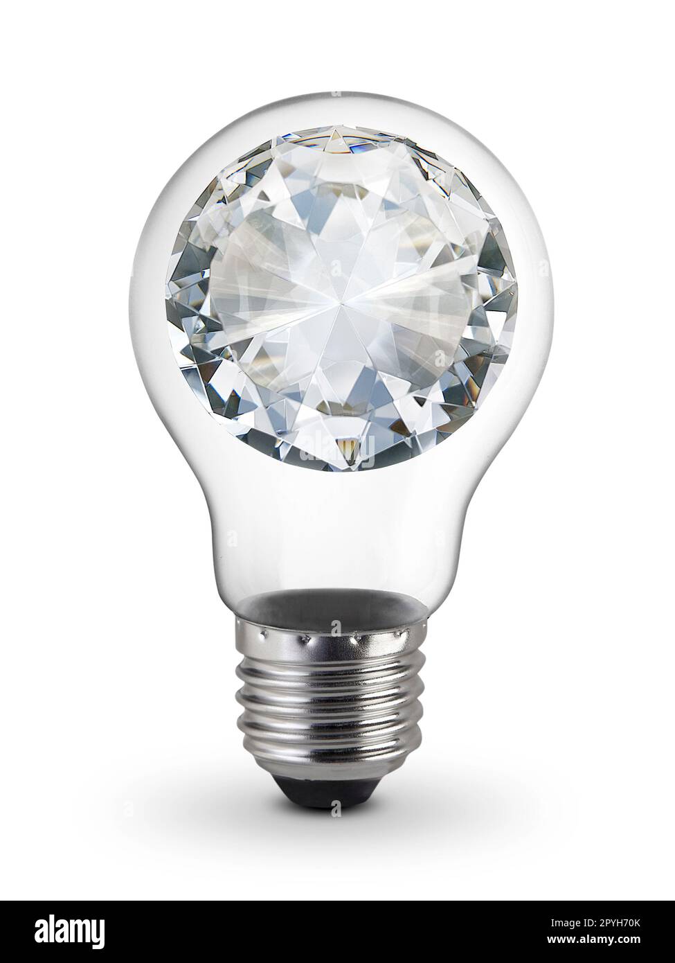 Diamond inside lightbulb. Brilliant idea concept, isolated on white ... Diamond inside lightbulb. Brilliant idea concept, isolated on white ...
