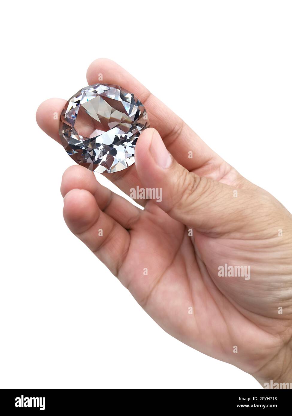 Diamond jewel in hand, isolated on white background Stock Photo - Alamy