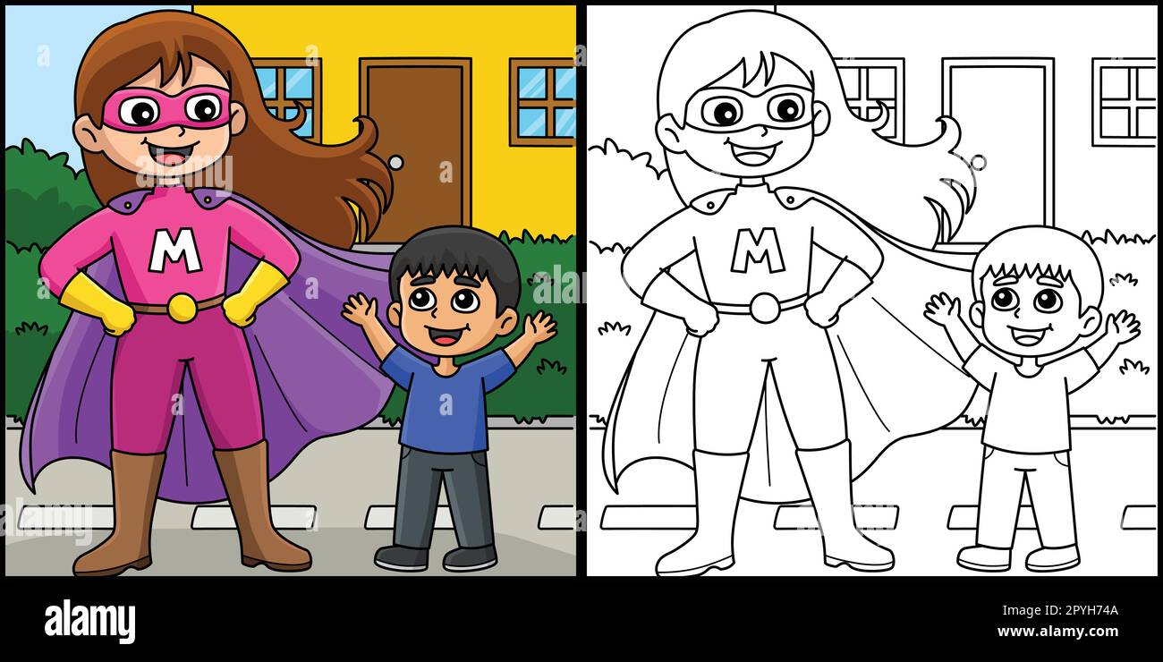 Mothers Day Supermom Coloring Page Illustration Stock Vector Image ...