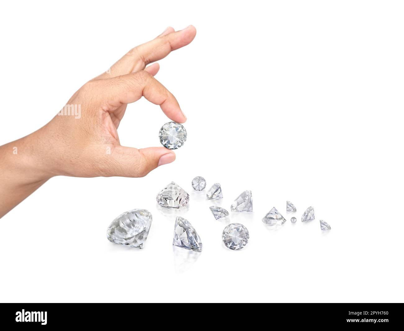 Hand holding diamond isolated on white background. concept for chossing ...