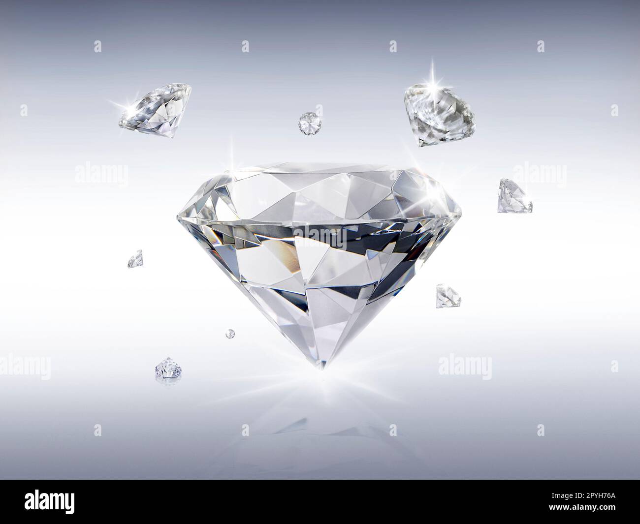 Group of diamonds placed on white background Stock Photo - Alamy