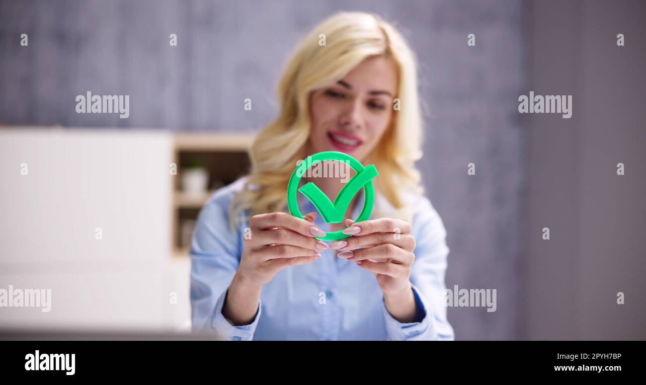 Legitimate Correct Answer- Appropriate Green Check Stock Photo - Alamy