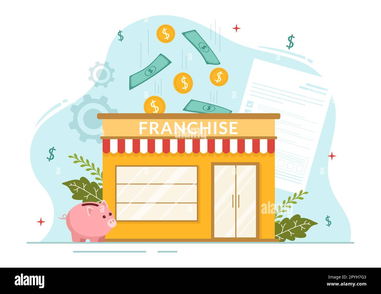 Franchise Advertising Illustration with Business and Finance to ...