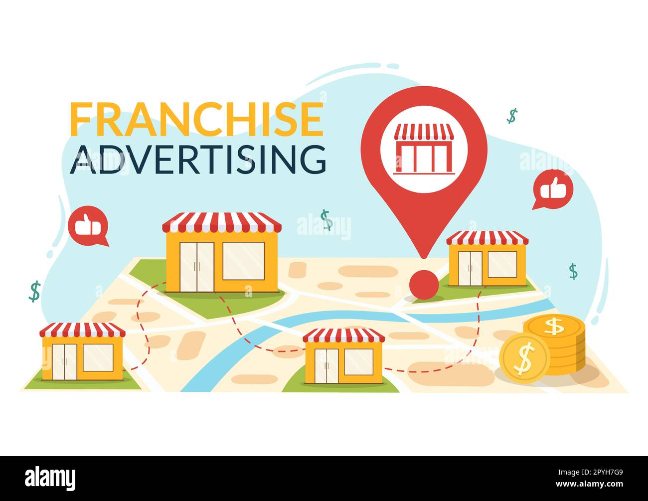 Franchise Advertising Illustration with Business and Finance to ...