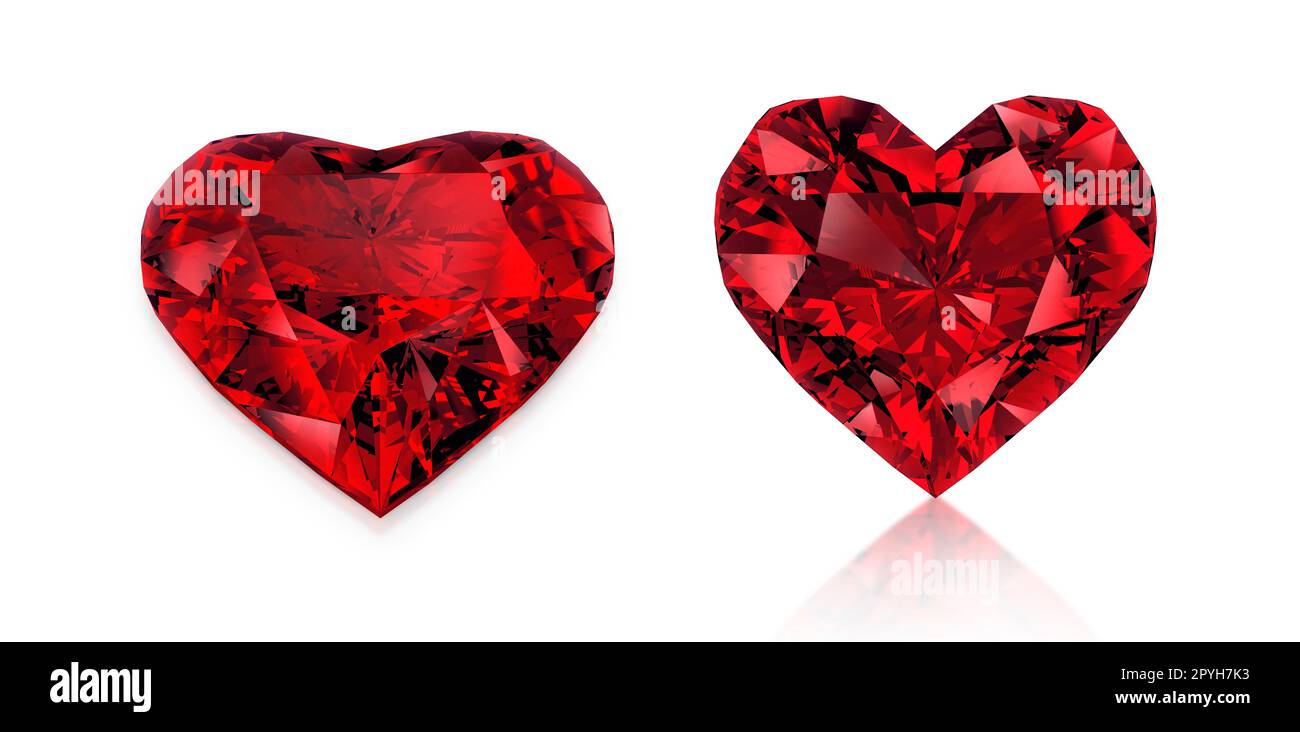 Red heart shaped diamond, isolated on white background Stock Photo - Alamy