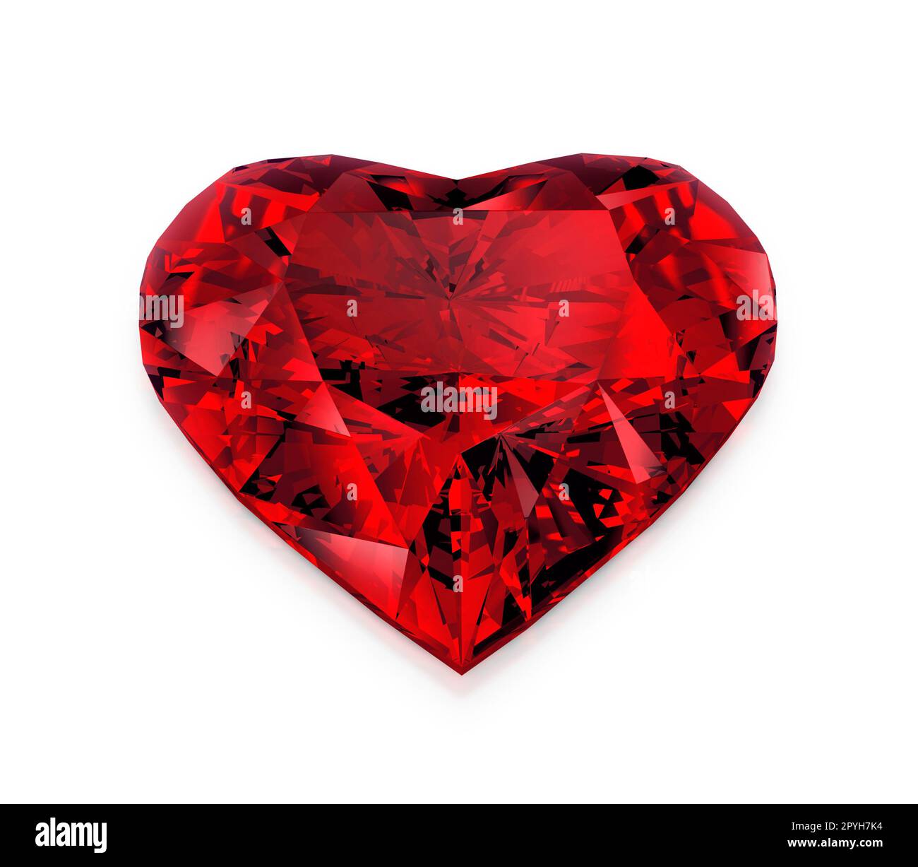 Red heart shaped diamond, isolated on white background. 3D render Stock ...