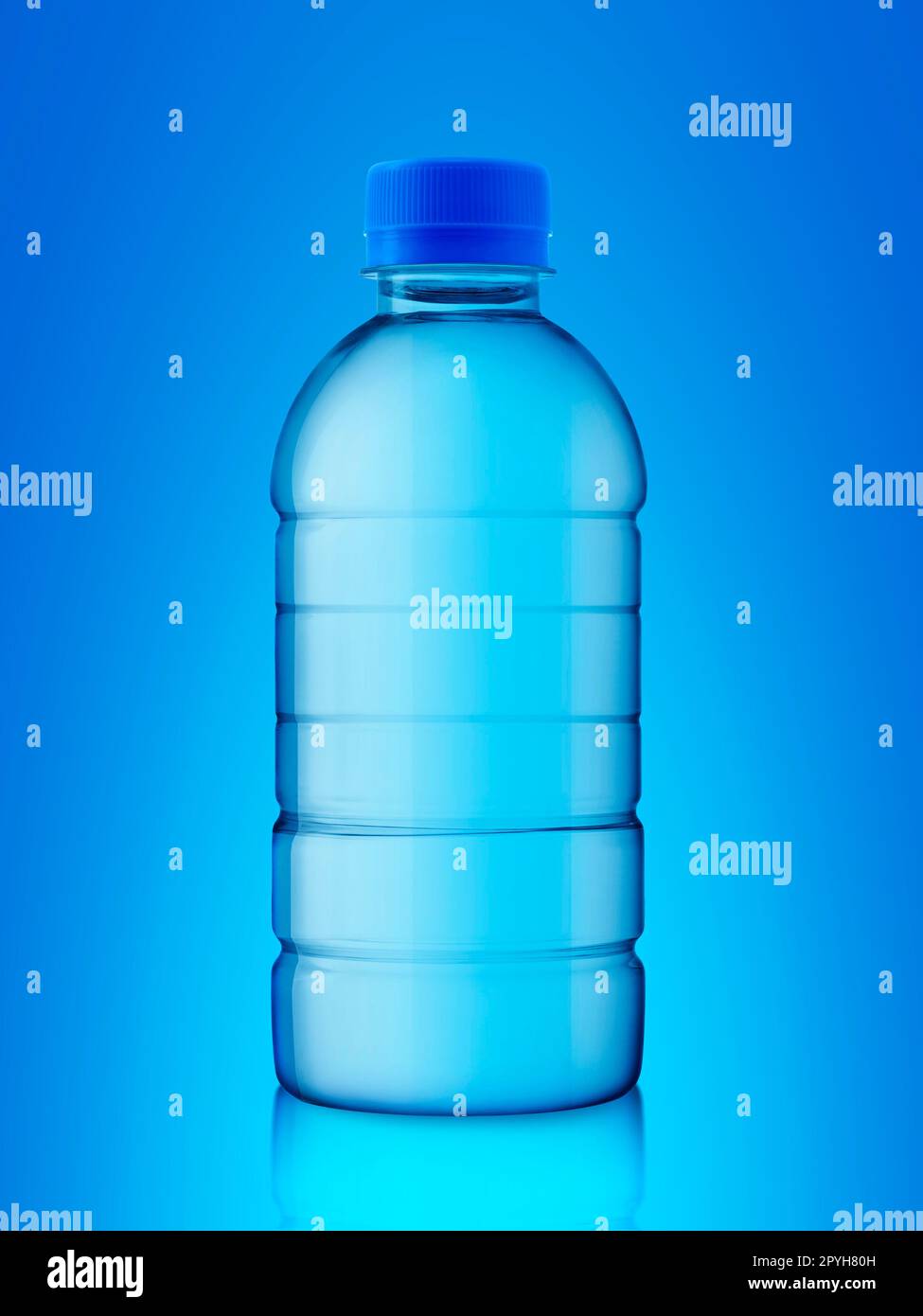 Empty water bottle on blue background Stock Photo - Alamy