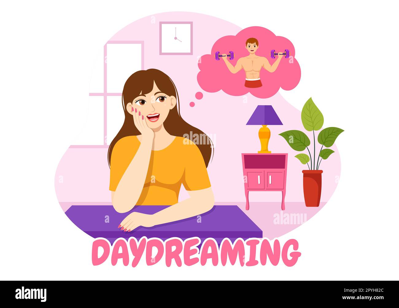 People Daydreaming Illustration with Imagining and Fantasizing in ...