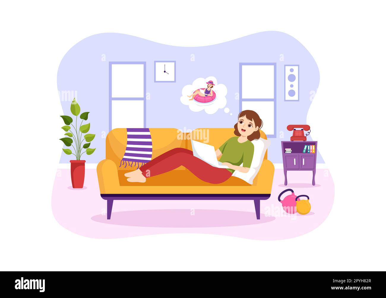 People Daydreaming Illustration with Imagining and Fantasizing in ...