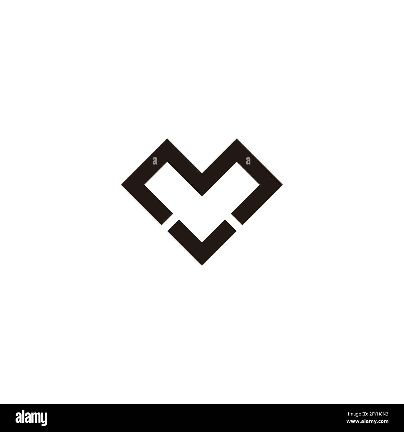 Letter M and v, outline geometric symbol simple logo vector Stock ...