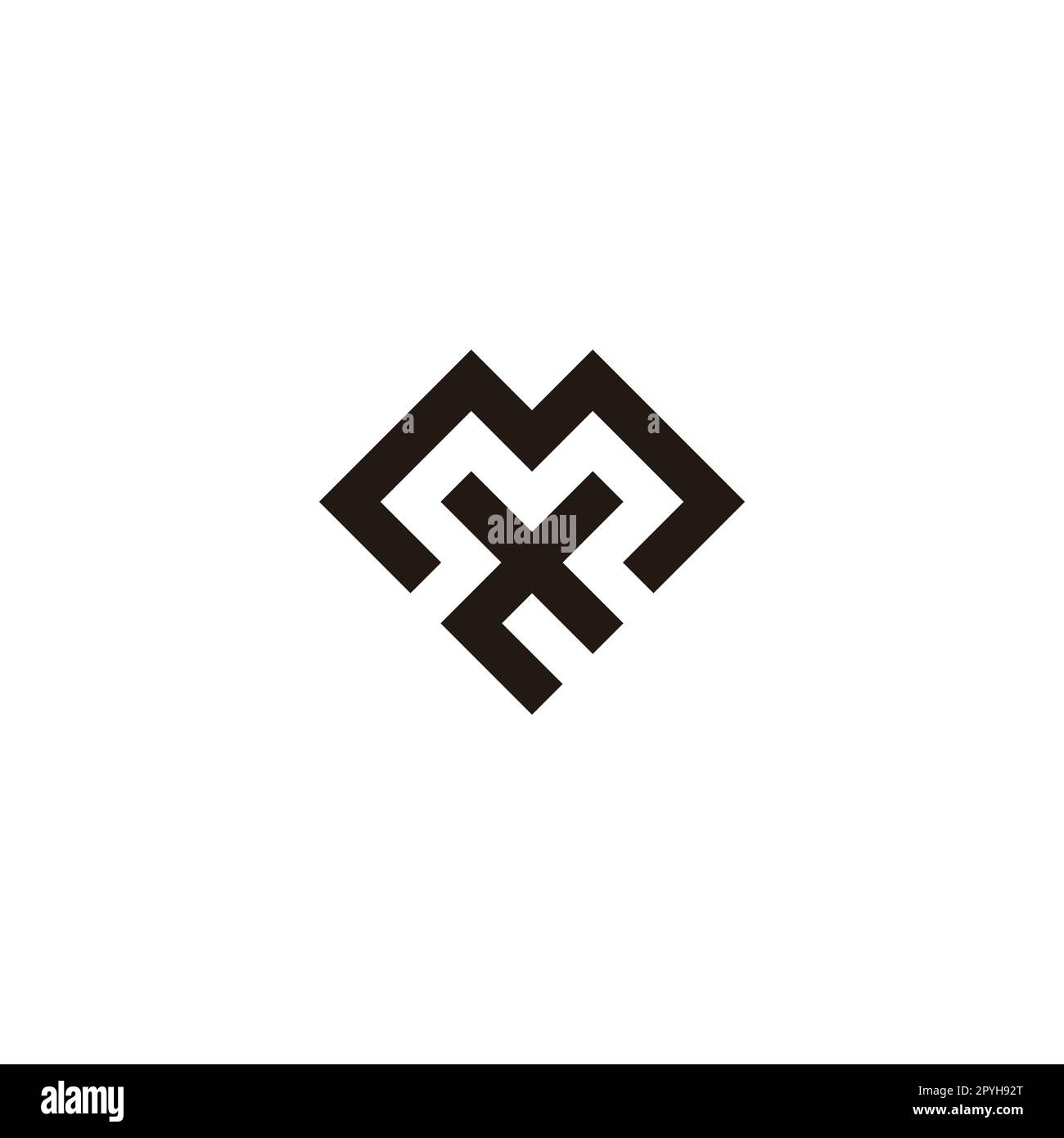 Letter M and t heart, square geometric symbol simple logo vector Stock ...